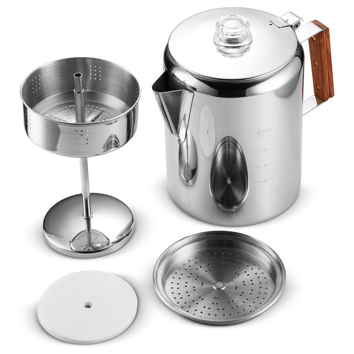 Eurolux Percolator Coffee Maker Pot - 12 Cups | Durable Stainless Steel ...