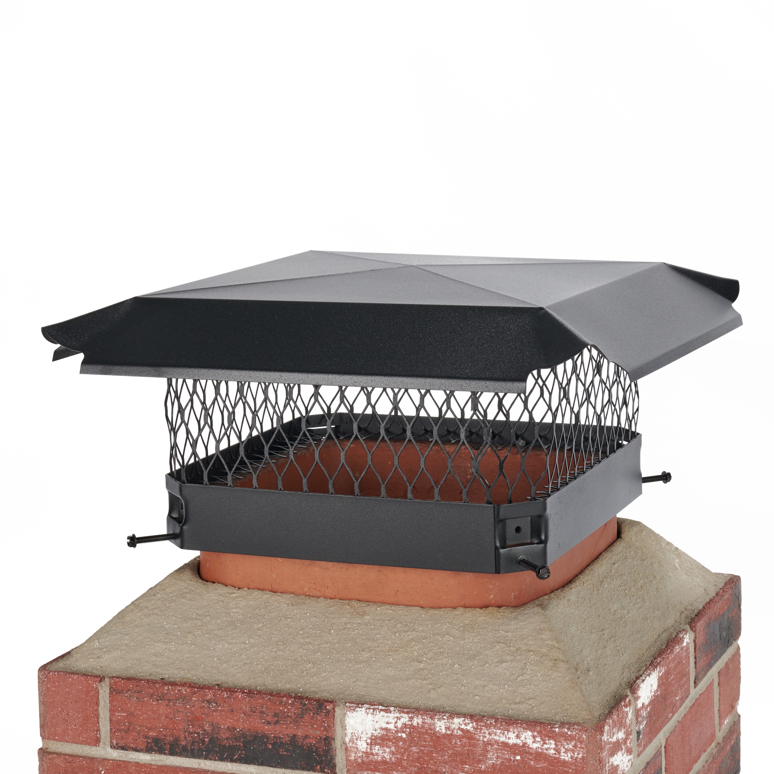 Draft King 13 in. x 13 in. Bolt-On Single Flue Chimney Cap in Black ...