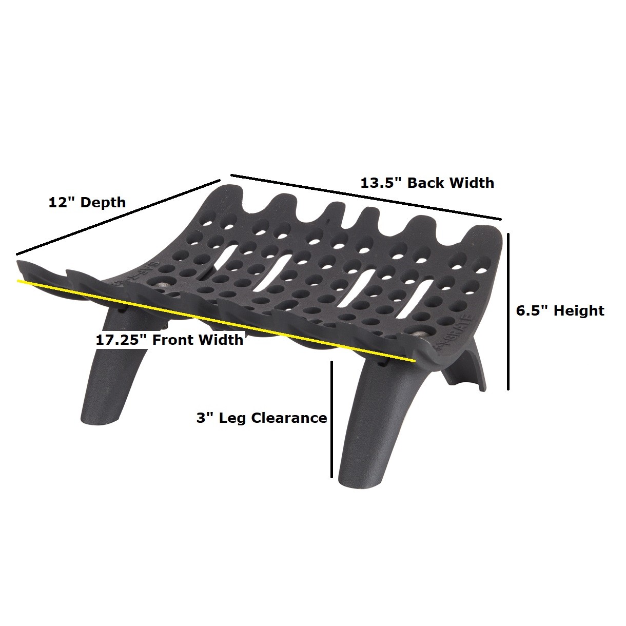 HY-C Liberty Foundry 17" Self-Feeding Cast Iron Fireplace Grate with 3 ...